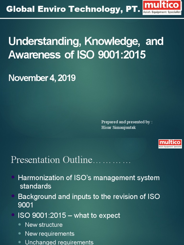 Understanding, Knowledge, and Awareness of ISO 9001:2015: November 4 ...