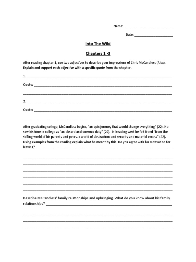 Analyzing Chris McCandless in "Into the Wild" | PDF