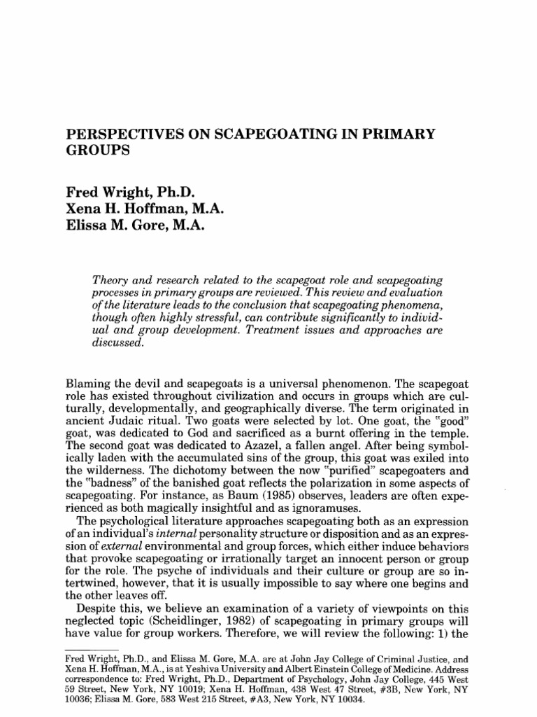 Perspectives On Scapegoating in Primary Groups | PDF | Leadership ...
