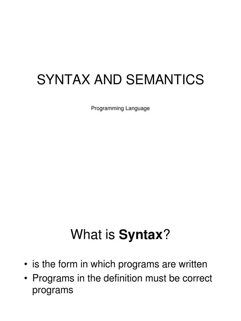 Syntax and Semantics | PDF | Reserved Word | Programming Language