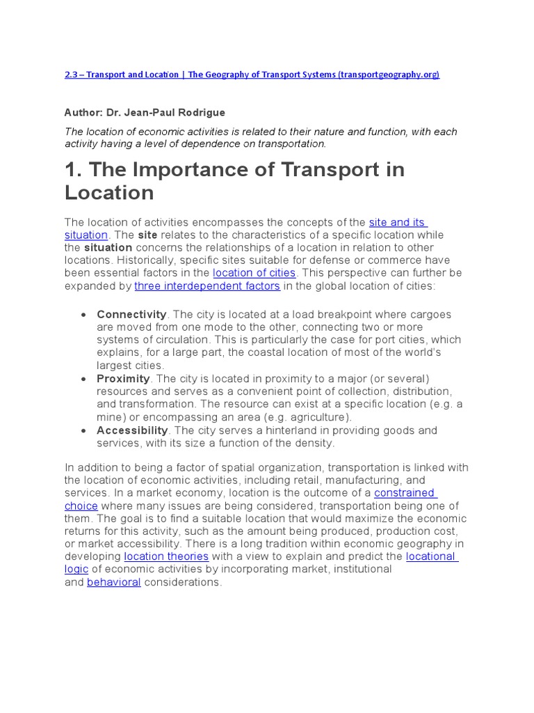 The Geography of Transport Systems-Importance of Locations | PDF ...