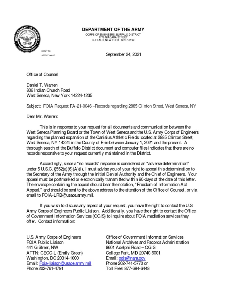 USACE Response | PDF | Freedom Of Information Act (United States ...