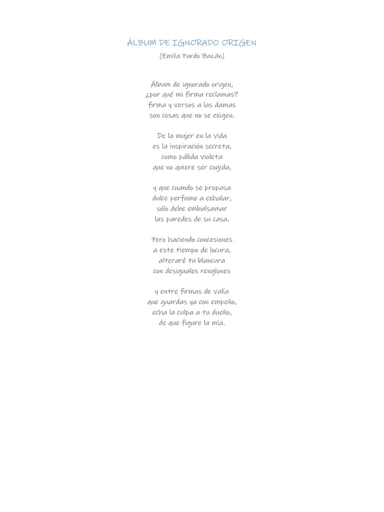 Poemas de Emilia Pardo Bazán | PDF