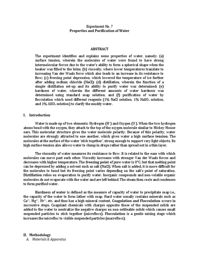 Lab Report Purification of Water | PDF | Water | Sodium Chloride