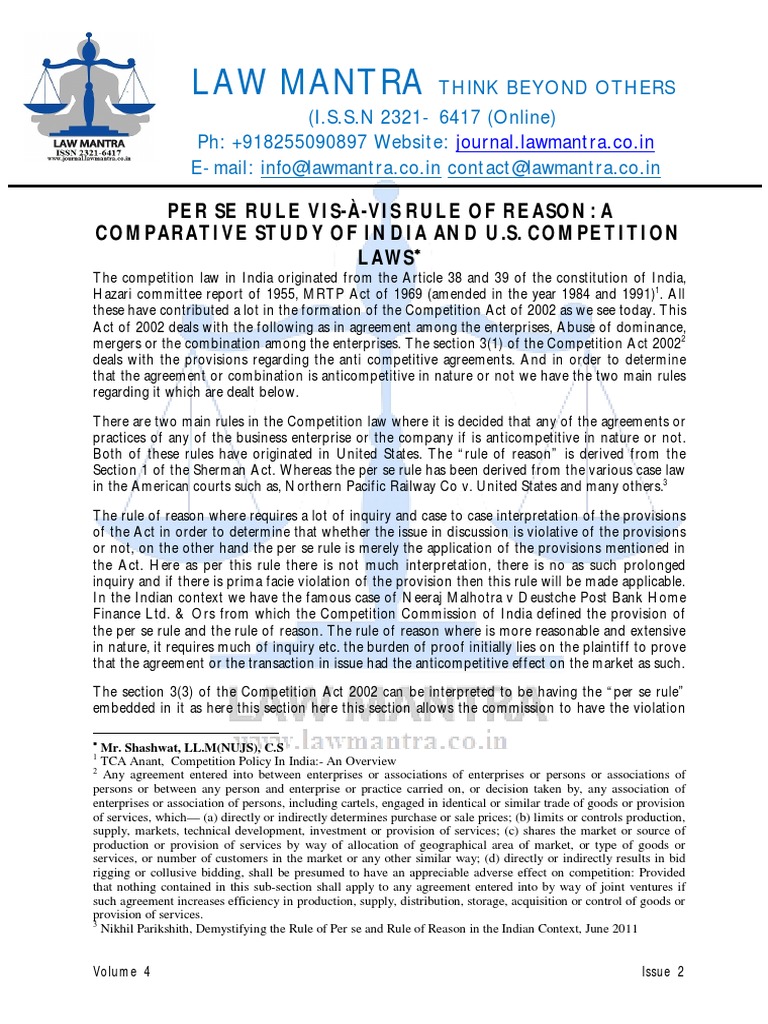 Rule of Reason and Per Se | PDF | Competition Law | United States ...