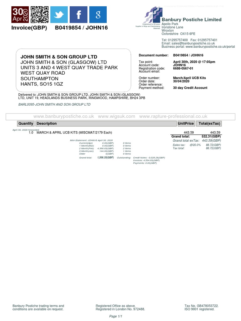 Invoice for March/April UCB Kits | PDF | Payments