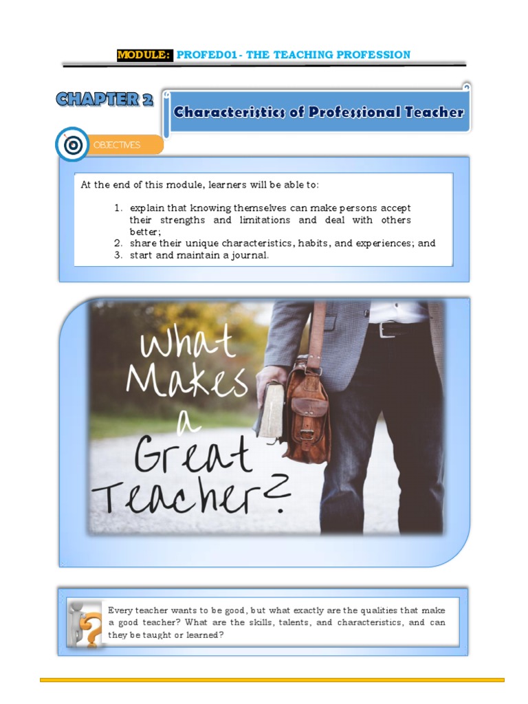 CHAPTER 2 - Characteristics of Professional Teacher | PDF | Teachers ...