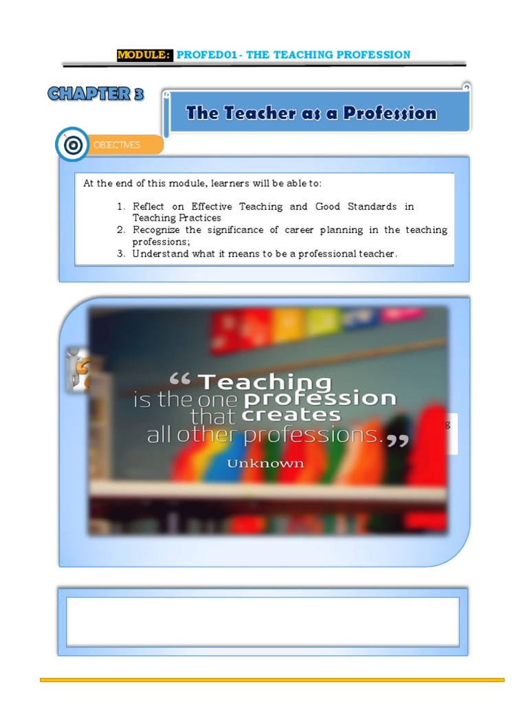 CHAPTER 3 - The Teacher As A Profession | Download Free PDF | Teachers ...