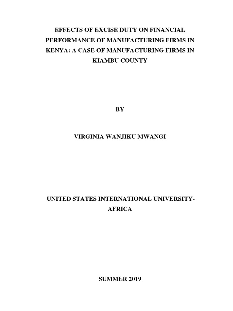 Virginia Wanjiku Mwangi Mba 2019 | PDF | Taxes | Excise