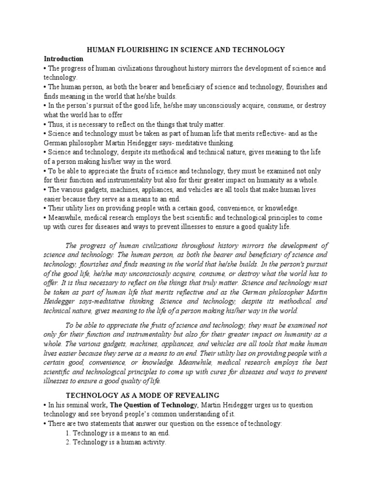 Human Flourishing in Science and Technology | PDF | Metaphysics