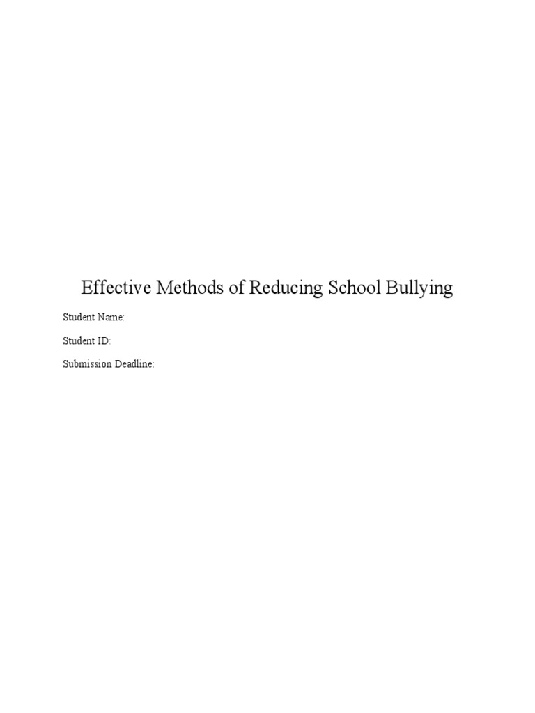 Effective Methods to Reduce School Bullying | PDF | Bullying ...