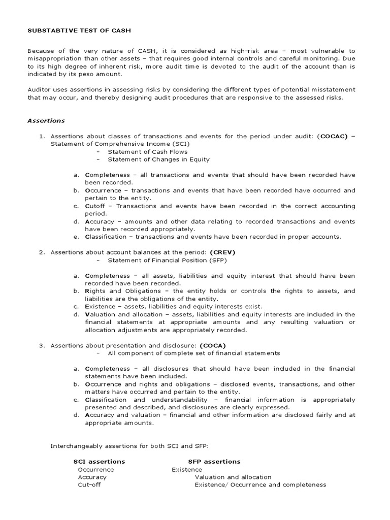 Substabtive Test of Cash | PDF | Audit | Valuation (Finance)