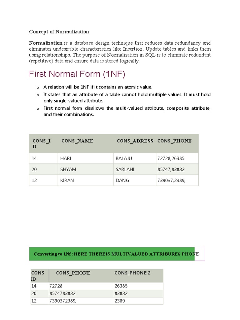First Normal Form (1NF) | PDF | Information Science | Databases