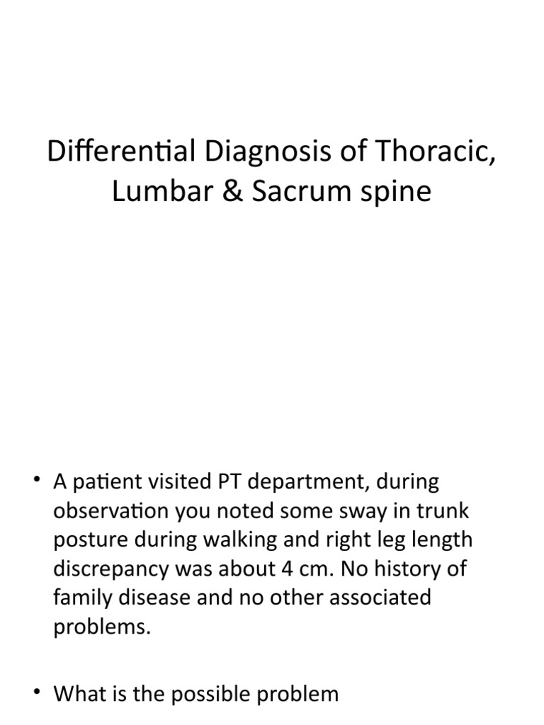 Differential Diagnosis of Thoracic, Lumbar & Sacrum Spine | PDF | Back ...