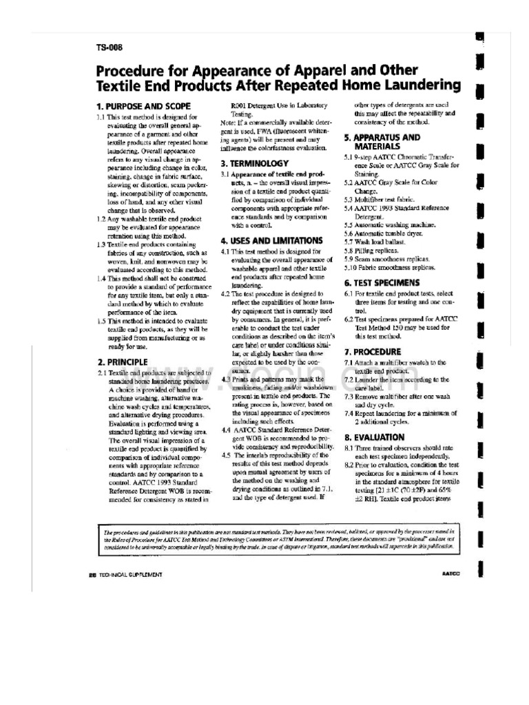 Aatcc TS-008 | PDF