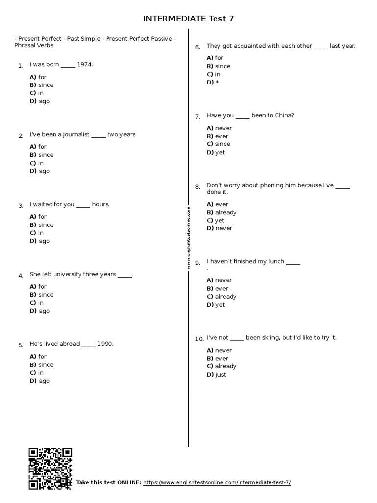 Intermediate-Test-7 | Download Free PDF | Résumé