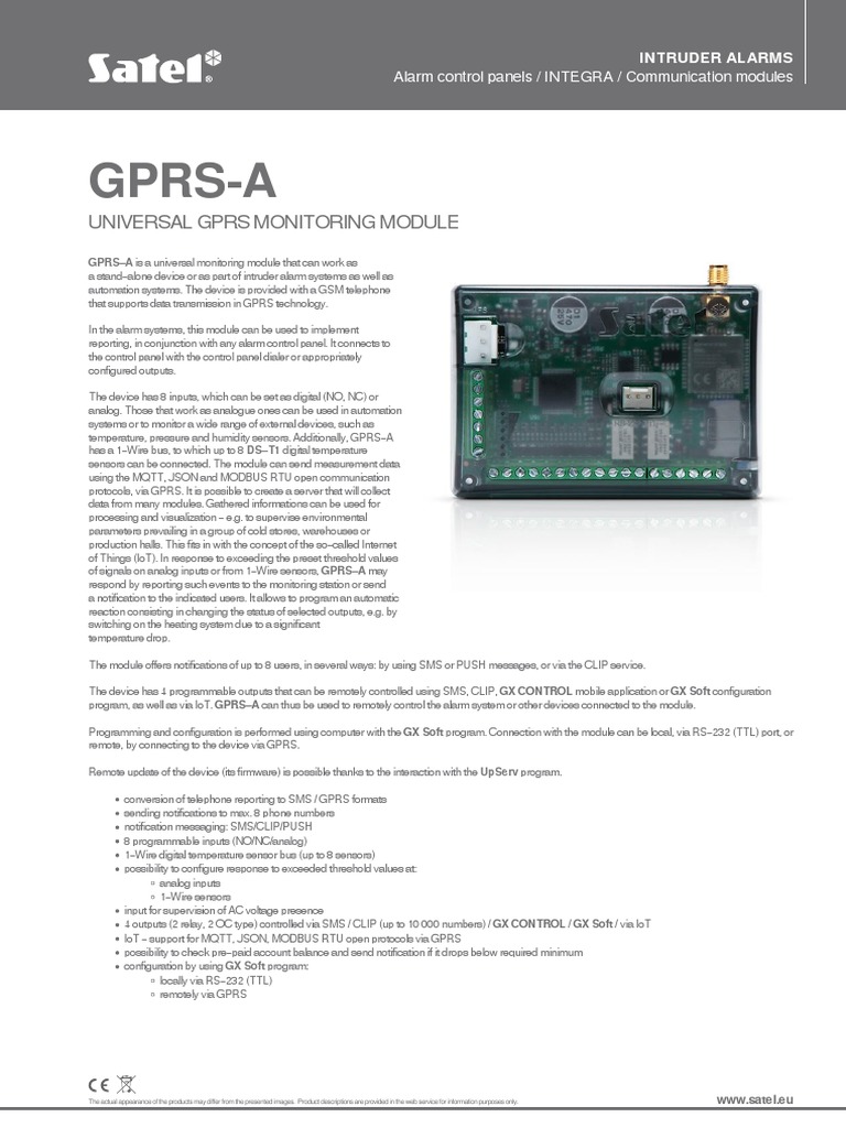 Gprs-A: Universal Gprs Monitoring Module | Download Free PDF | Security ...