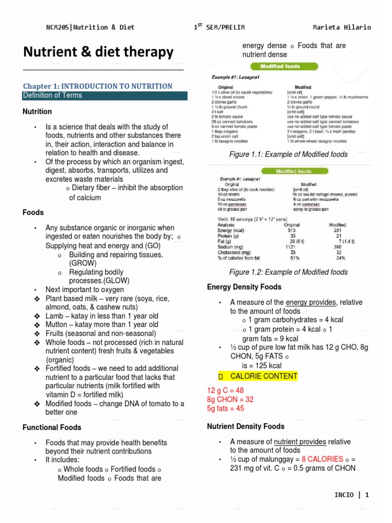 Nutrient & Diet Therapy: Chapter 1: Introduction To Nutrition | PDF ...