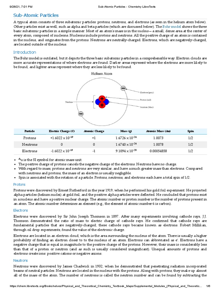 Understanding Sub-Atomic Particles | PDF | Proton | Atoms