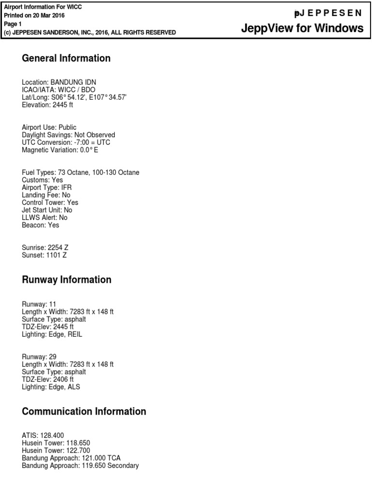 Jeppview For Windows: General Information General Information | PDF ...