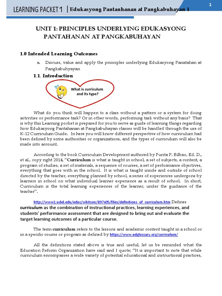 LP 1 - The Principles Underlying EPP - Corrected | PDF | Curriculum ...