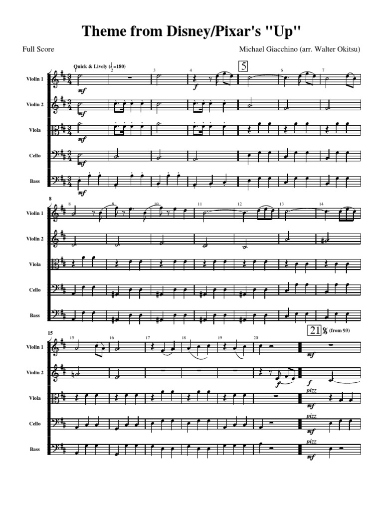 Up Pixar Strings All Parts | PDF | Cello | Orchestras