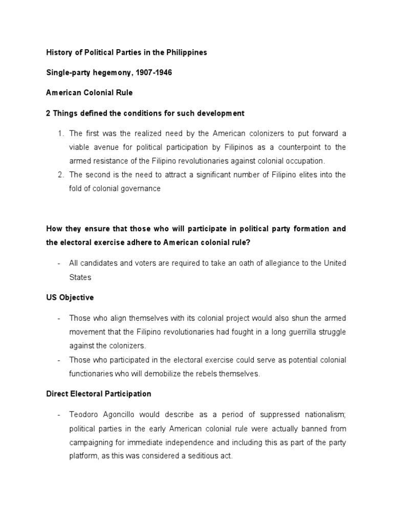 History of Political Parties in The Philippines | PDF | Government ...