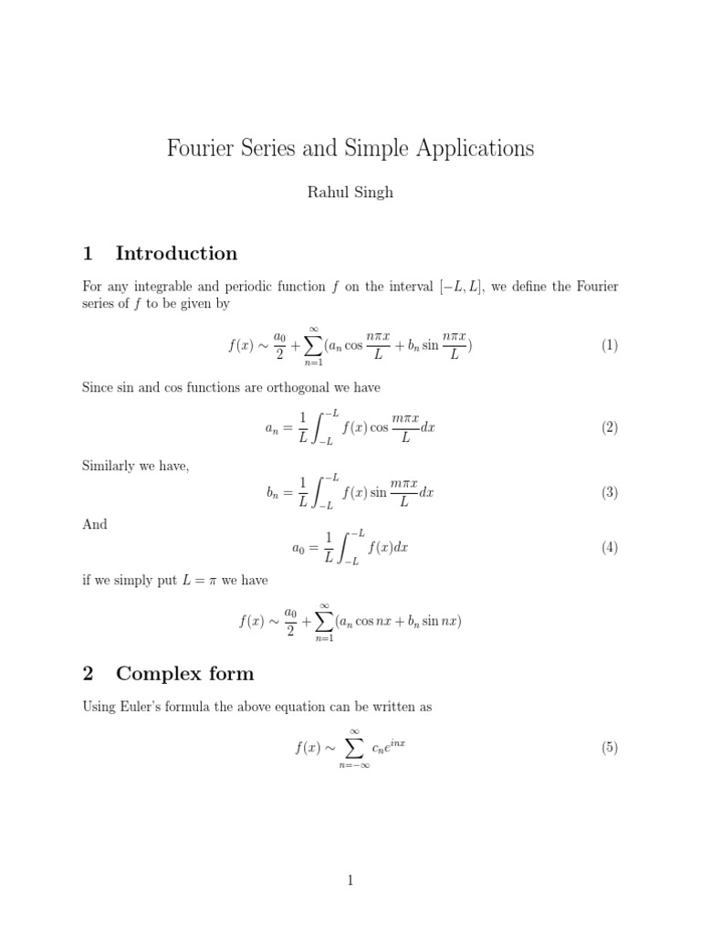 Fourier Series | PDF | Sine | Trigonometric Functions