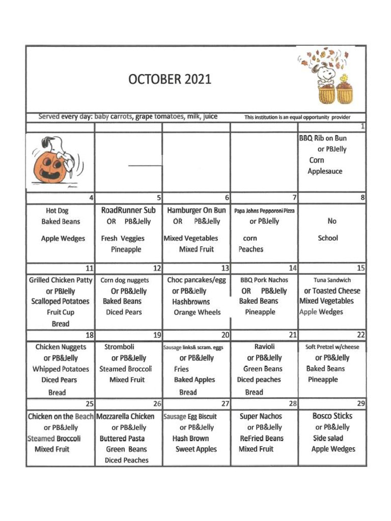 October Lunch Menu | PDF