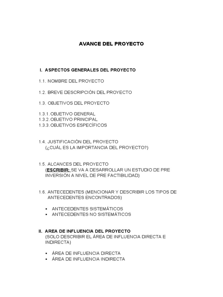 Esquema de Avance Del Proyecto 1 | PDF