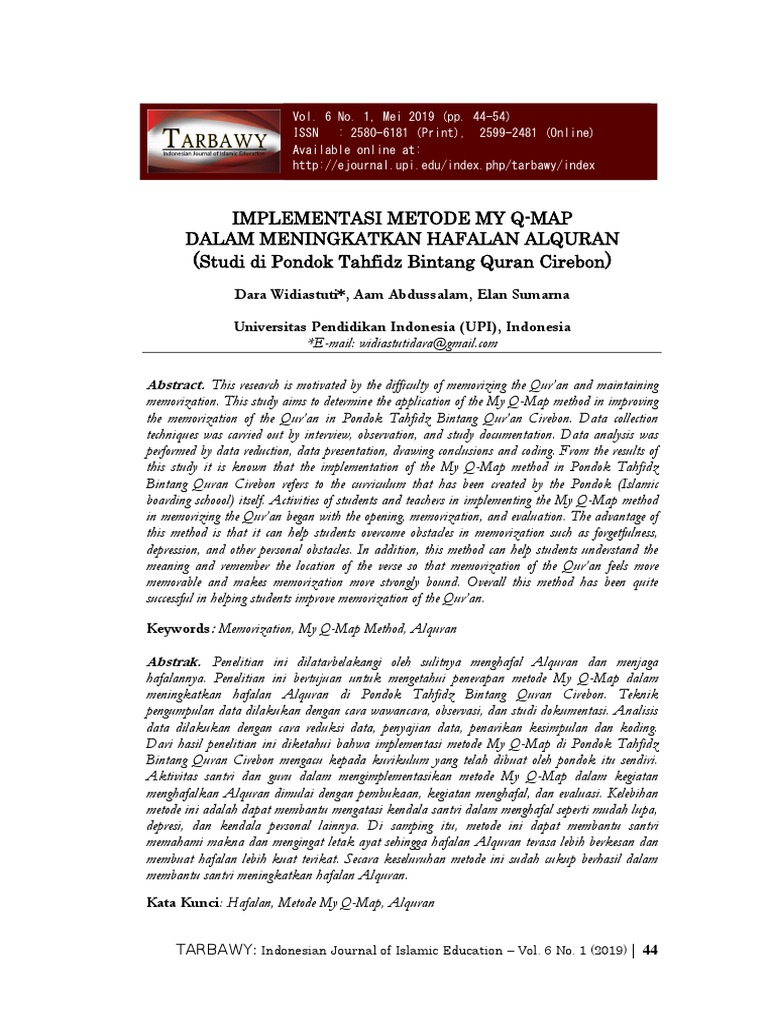 Application of the My Q-Map Method in Improving Memorization of the ...