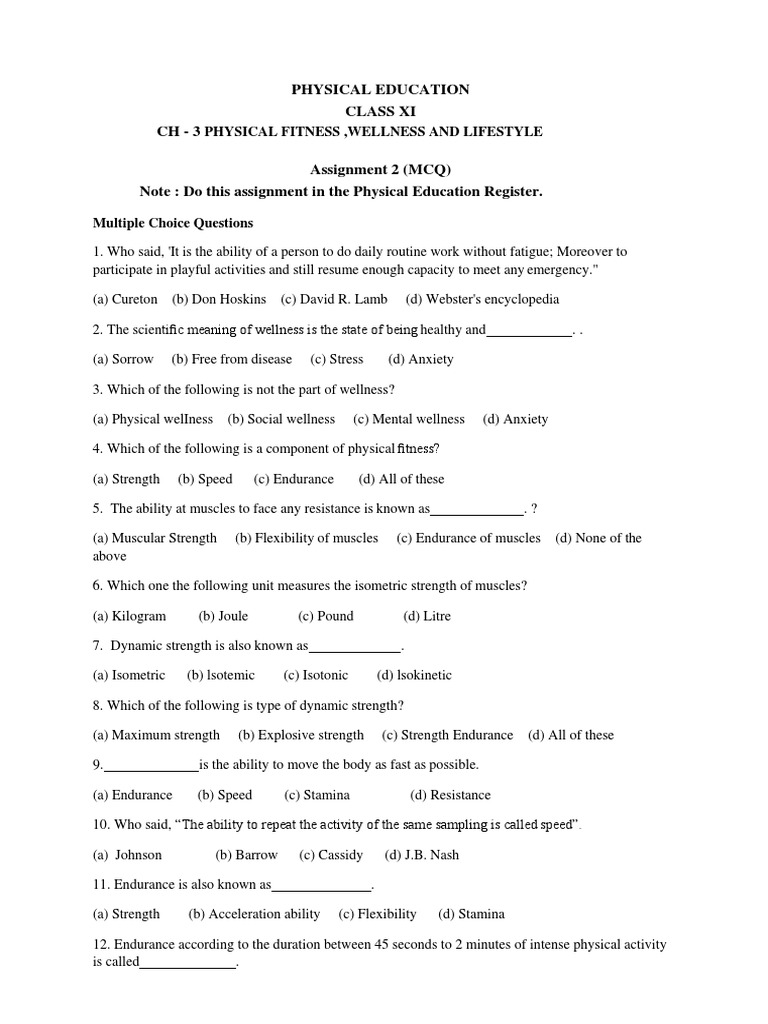 11 Physical Education - Physical Fitness, Wellness & Lifetstyle ...