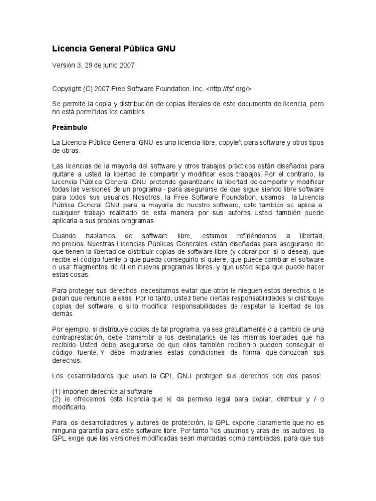 Licencia GPL V3 | PDF | Software libre | Derechos de autor