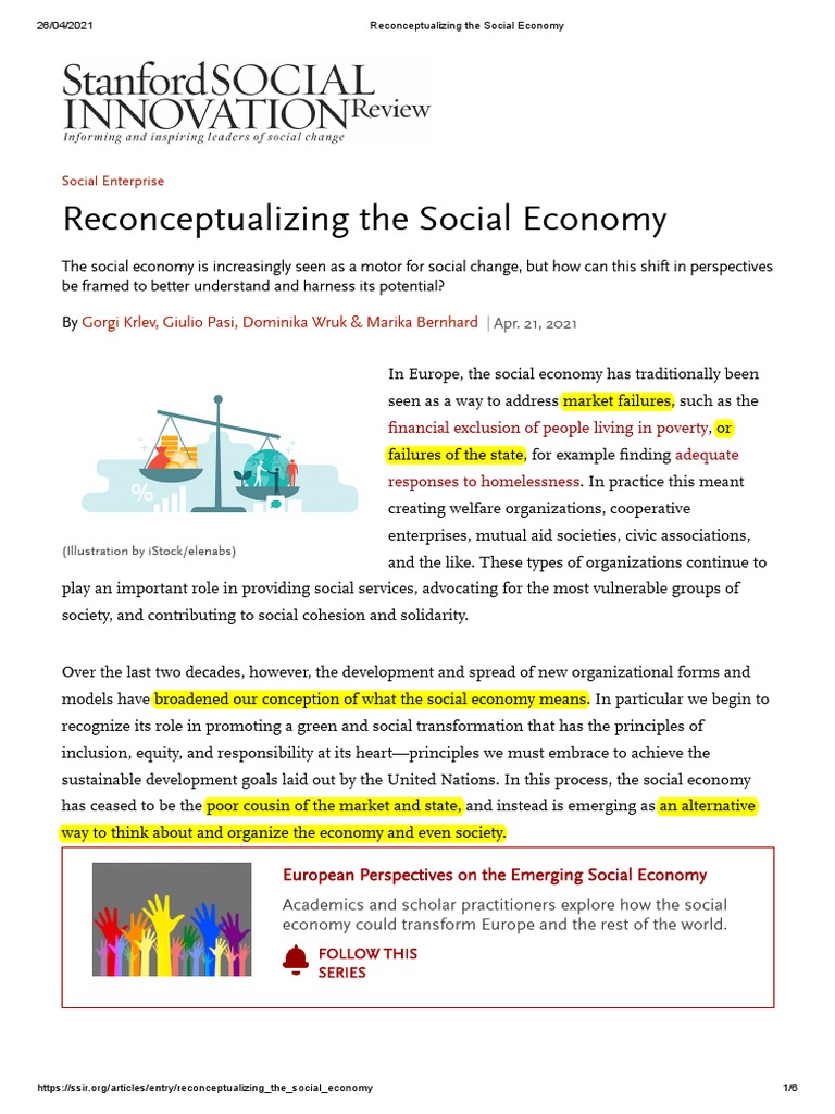 Reconceptualizing The Social Economy | PDF | Social Economy | Economies