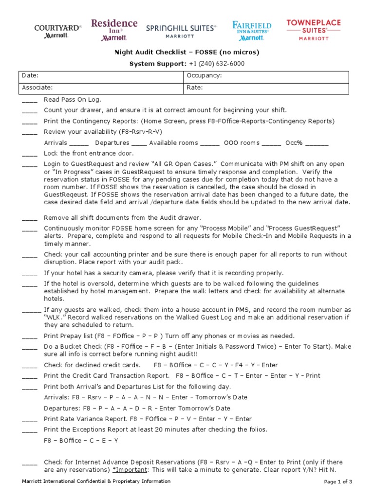 A Comprehensive Guide to Completing the Night Audit Checklist | PDF ...