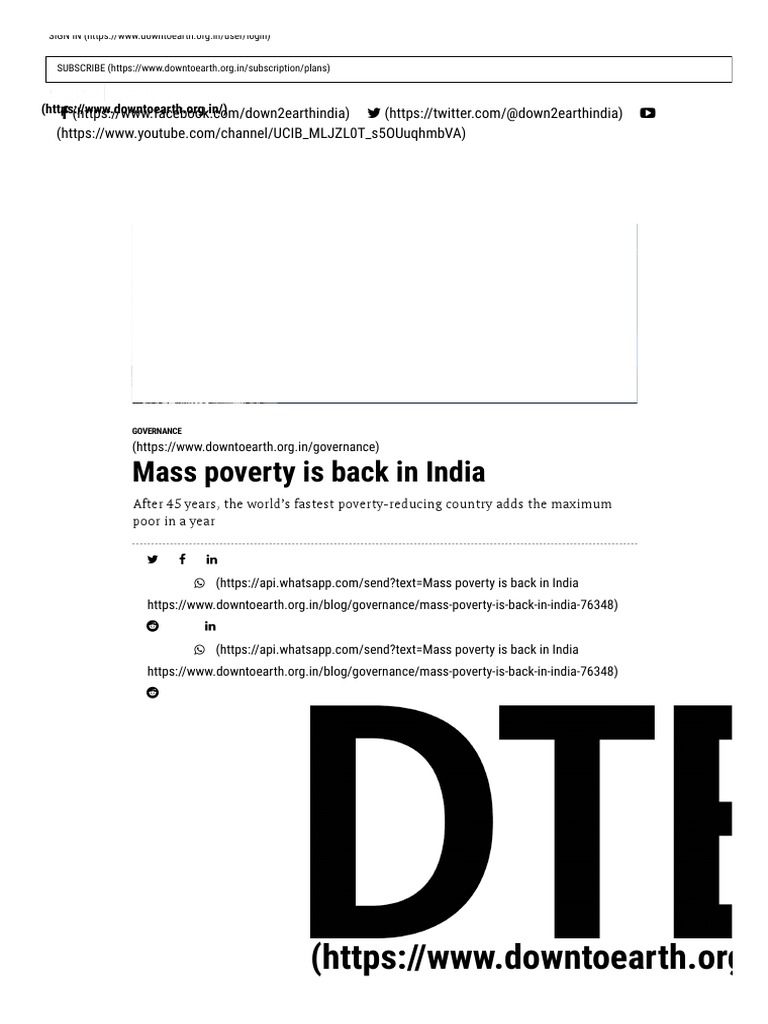 Mass Poverty Is Back in India | PDF | Poverty | Poverty & Homelessness