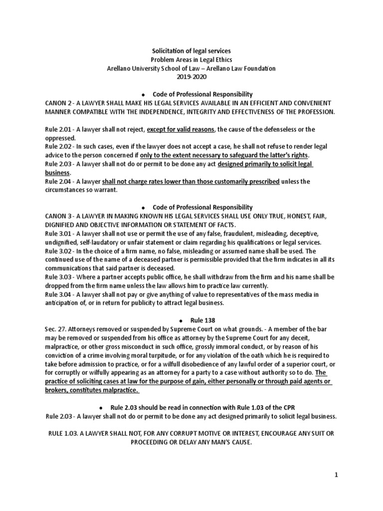 W - Solicitation of Legal Services - Student - Pale 2 | PDF | Lawyer ...