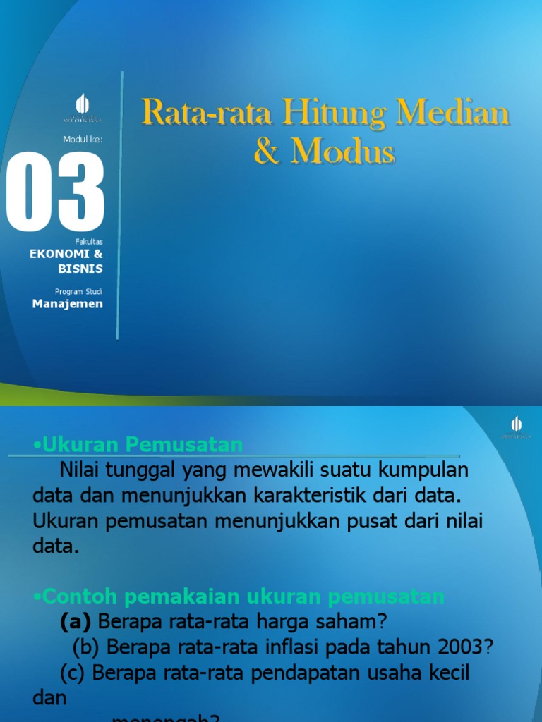 Modul 3-Pengertian Median, Mean, Modus | PDF
