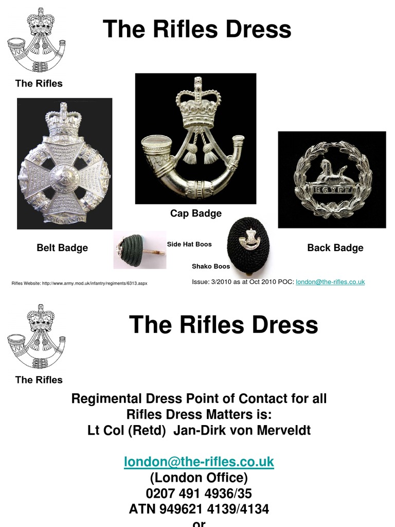 Rifles Regiment Dress Regulations Guide | PDF | Dress Codes | Military ...