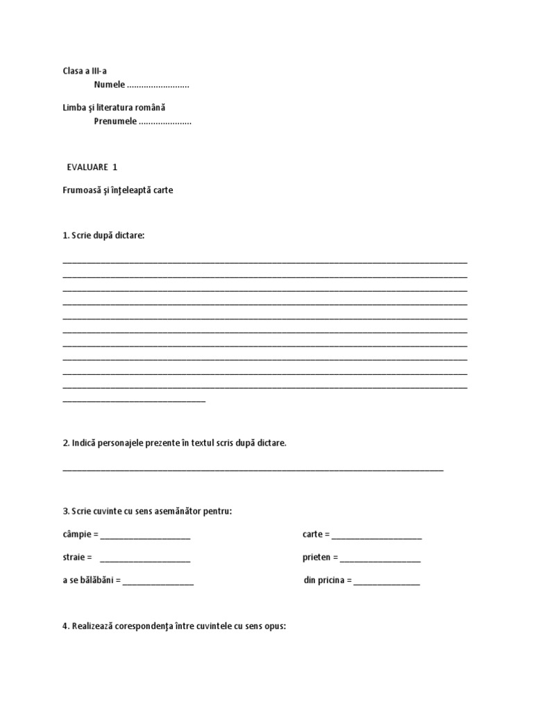 Teste Clasa A 3 A | PDF