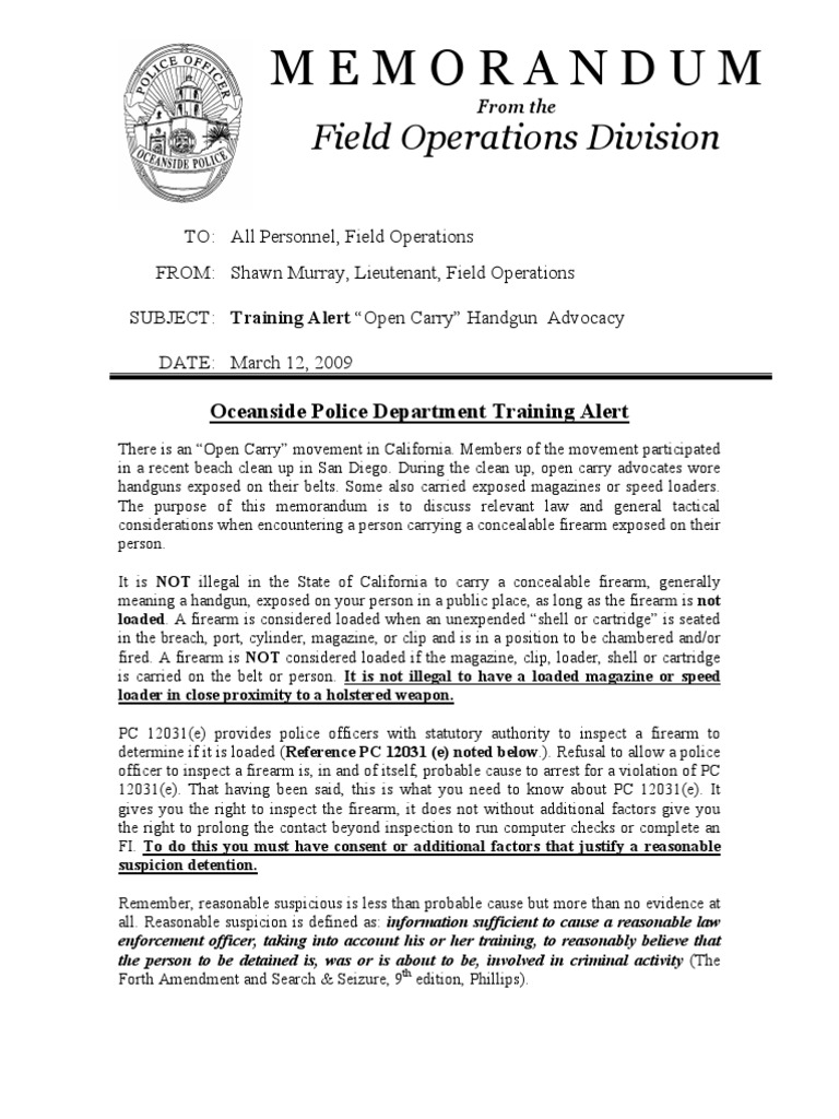 Memorandum: Field Operations Division | PDF | Firearms | Public Law