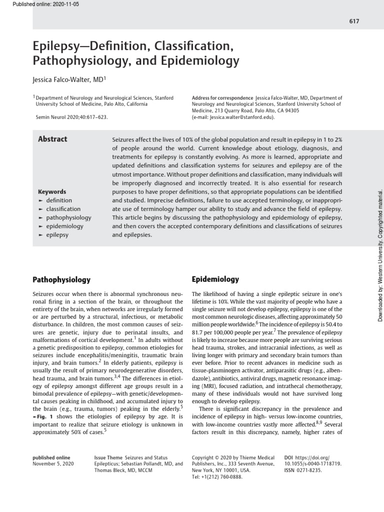 Epilepsy - Definition, Classification, Pathophysiology, and ...