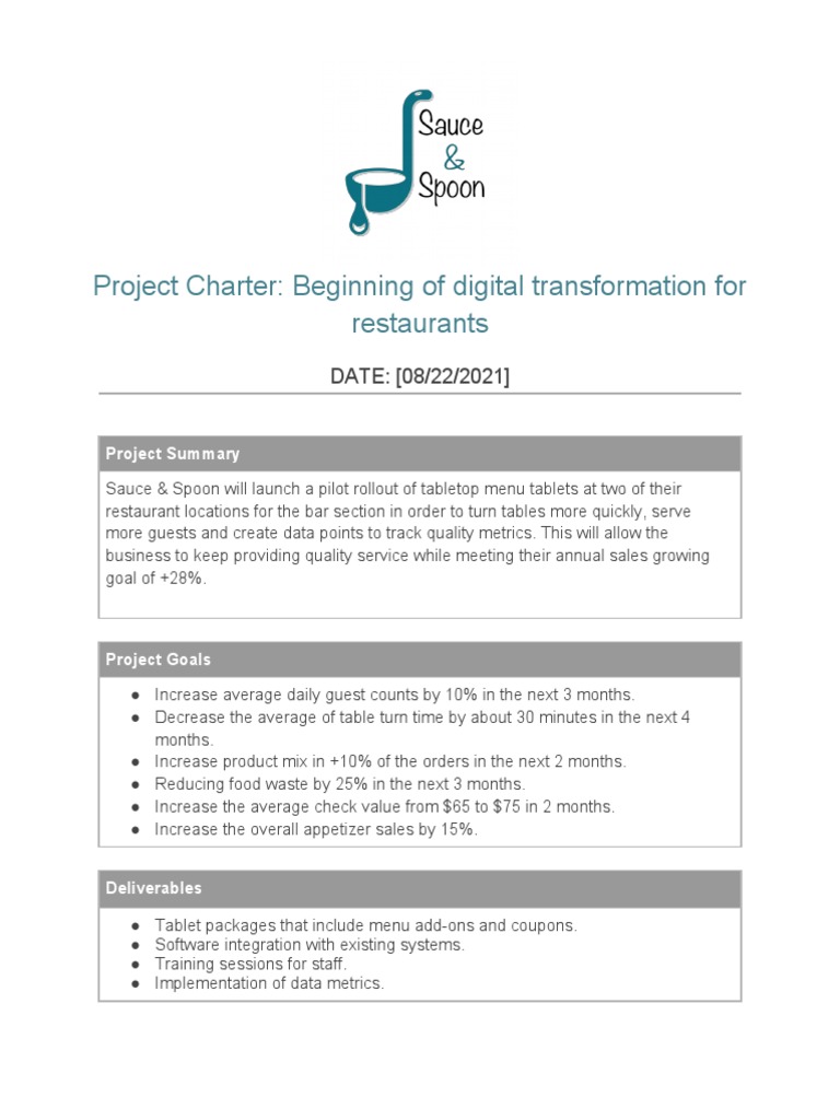 Activity Template - Project Charter | PDF