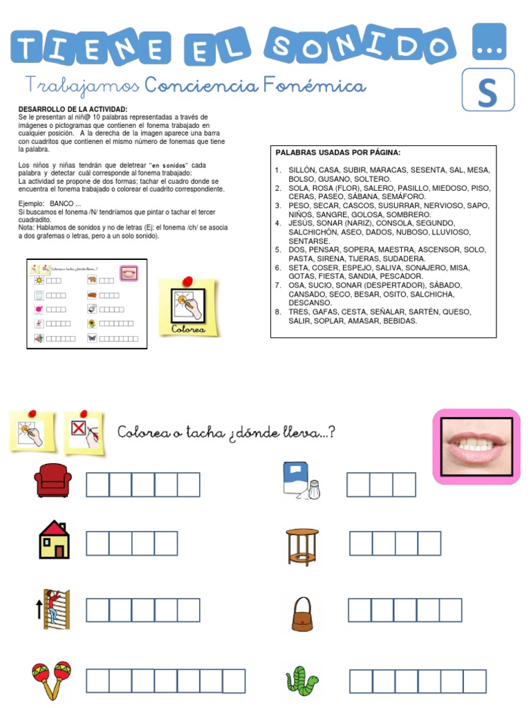 Actividades para el sonido S en niños | PDF