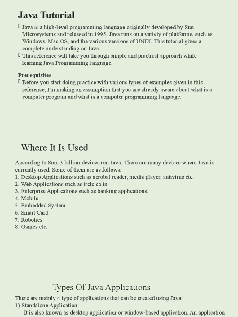 Java Tutorial: Prerequisites | PDF | Inheritance (Object Oriented ...
