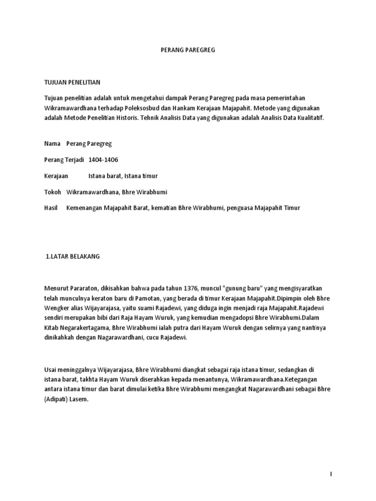 Dampak Perang Paregreg terhadap Kerajaan Majapahit | PDF