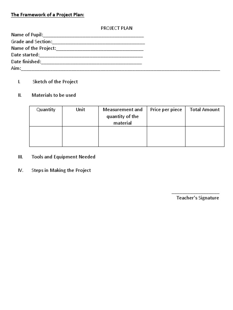 The Framework Of A Project Plan PDF