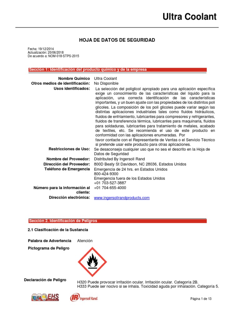 Sq-096 Aceite Ultra Coolant | Descargar gratis PDF | Agua | Toxicidad