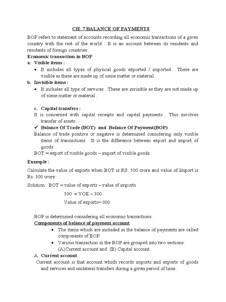Ch. 7 Balance of Payments | PDF | Balance Of Payments | Capital Account