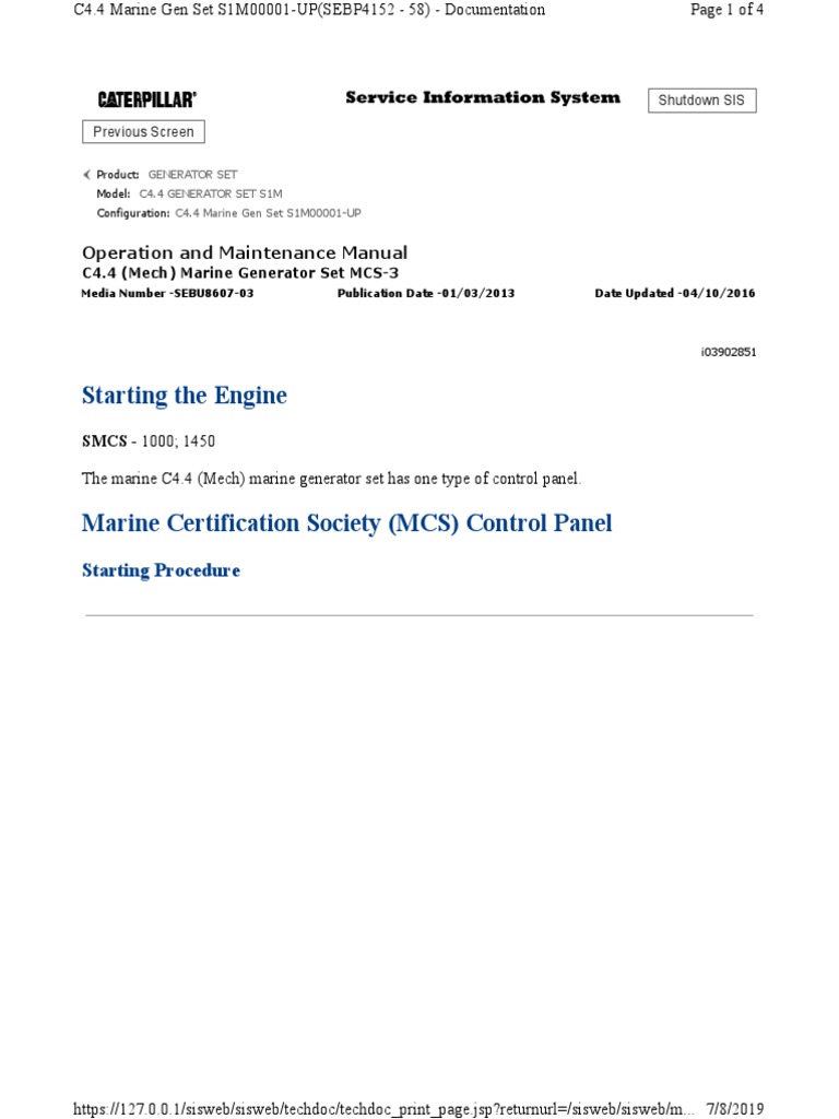 OMM Starting The Engine Marine Certification Society (MCS) Control Panel | PDF | Timer | Computing
